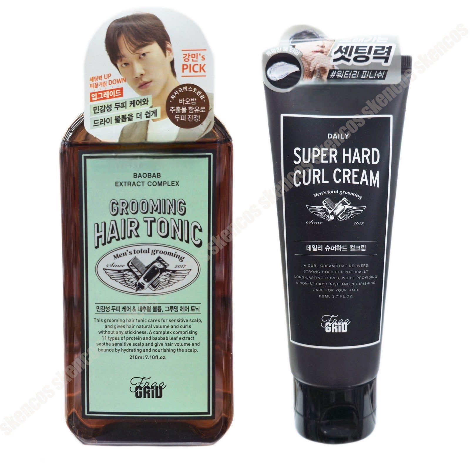 Freegrid Grooming Hair Tonic 210ml/Sensitive scalp+Hard Curl Cream 110 ...